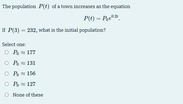 Solved The population P(t) of a town increases as the | Chegg.com