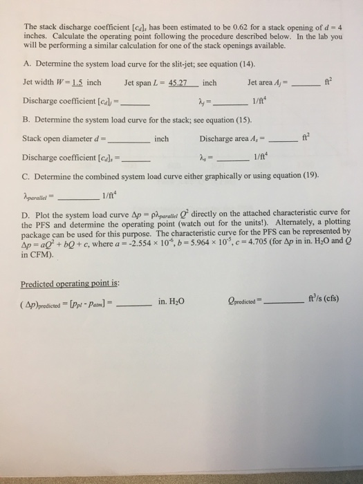 Solved The stack discharge coefficient [cal, has been | Chegg.com
