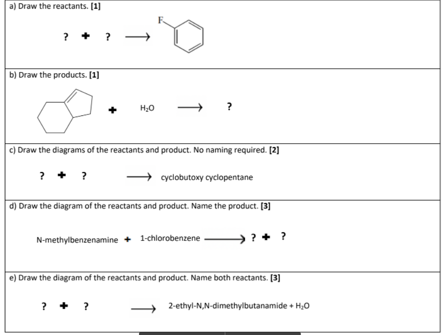 Solved a) Draw the reactants. [1] ? ? b) Draw the products. | Chegg.com