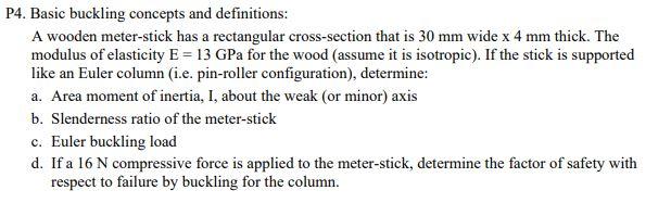 Solved 24. Basic buckling concepts and definitions: A wooden | Chegg.com