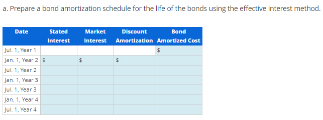Solved a. Prepare a bond amortization schedule for the life | Chegg.com