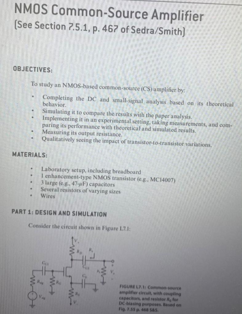 NMOS Common-Source Amplifier (See Section 7.5.1, p. | Chegg.com