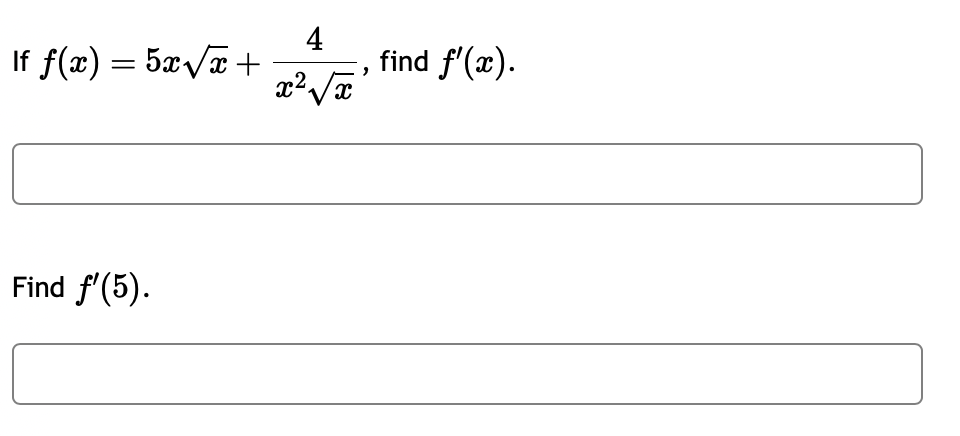 Solved If f(x)=5xx2+4x2x2, ﻿find f'(x)Find f'(5). | Chegg.com