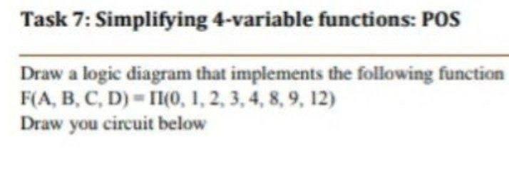 Solved Task 7: Simplifying 4-variable functions: POS Draw a | Chegg.com