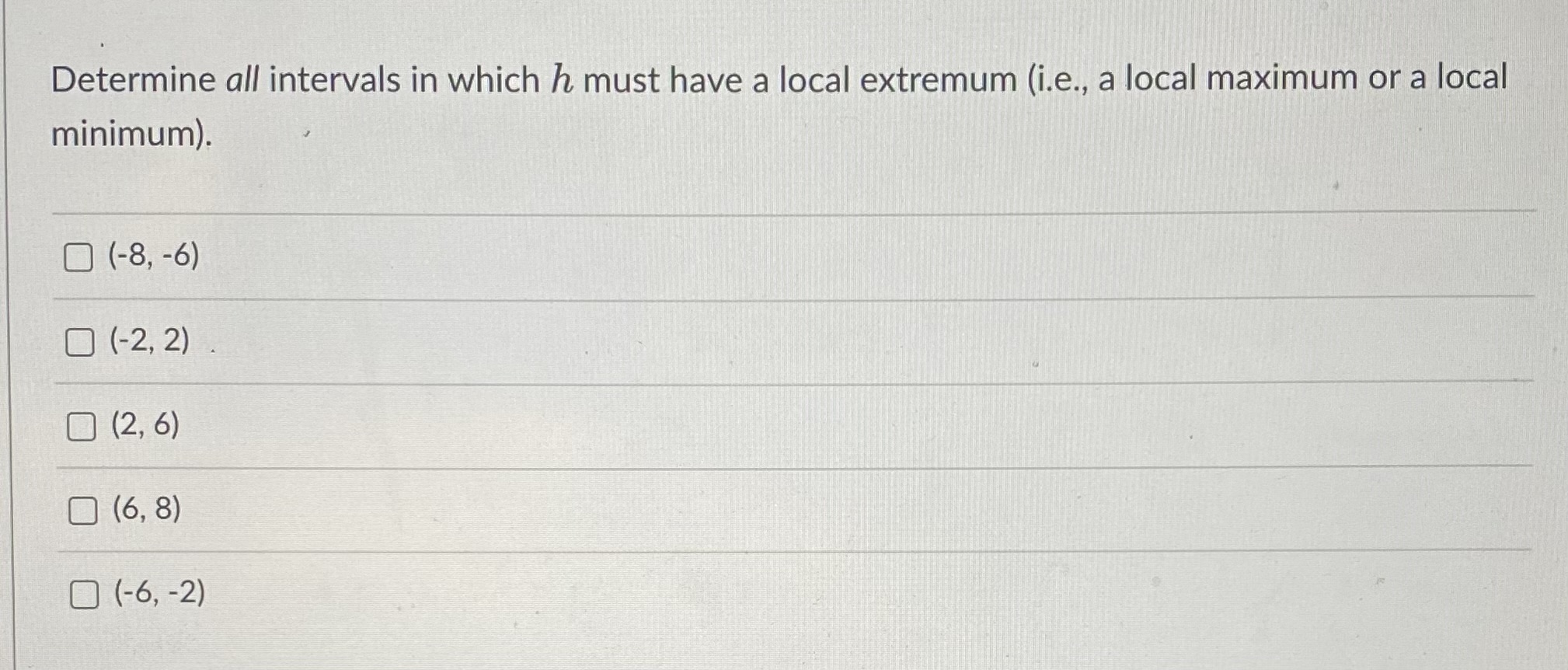 Solved Determine all intervals in which h must have an | Chegg.com