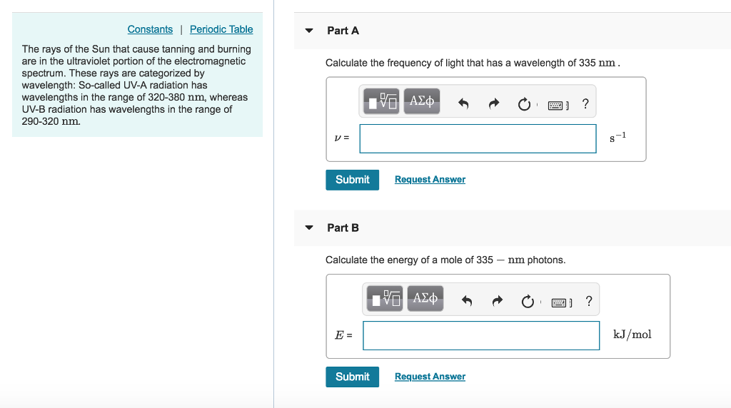 Solved Constants | Periodic Table Part A The rays of the Sun | Chegg.com