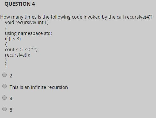 Solved QUESTION 1 Give the output of the recursive function | Chegg.com