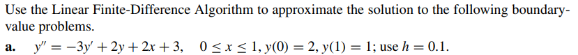 Solved Use the Linear Finite-Difference value problems. y" | Chegg.com