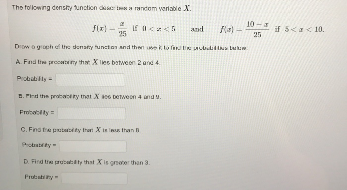 Solved The following density function describes a random | Chegg.com