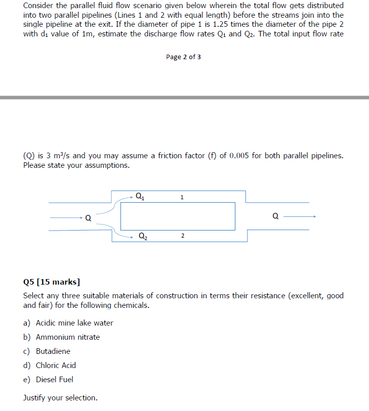 Solved Consider the parallel fluid flow scenario given below | Chegg.com