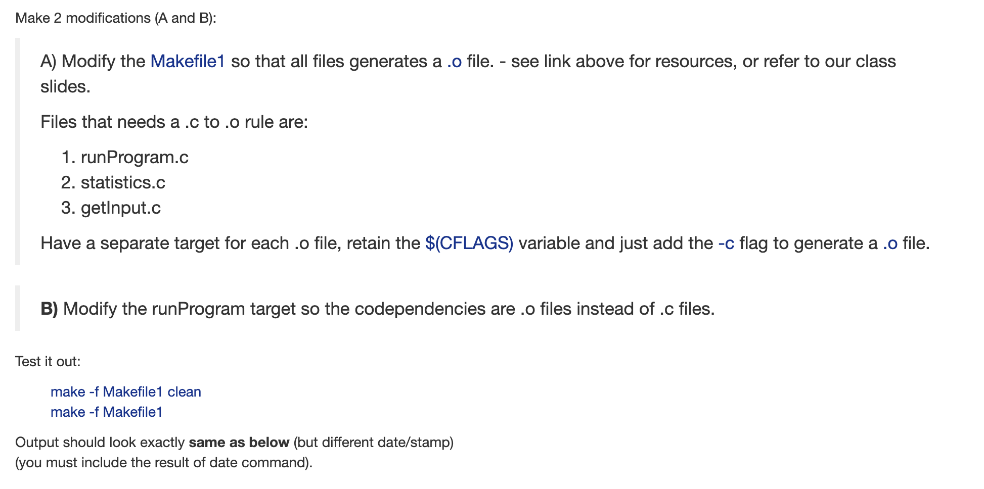 Solved A) Modify the Makefile1 so that all files generates a | Chegg.com