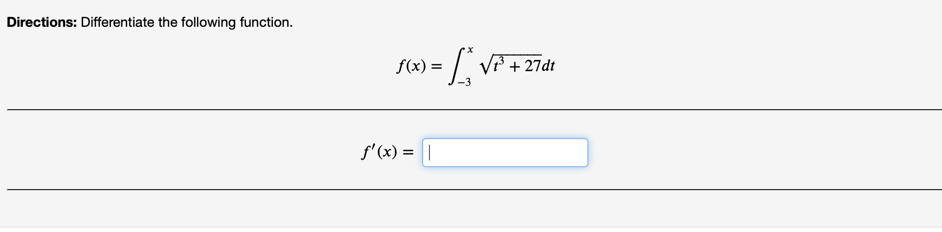 Solved Directions: Differentiate the following function. х | Chegg.com