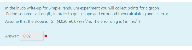 Solved In the inLab write-up for Simple Pendulum experiment | Chegg.com