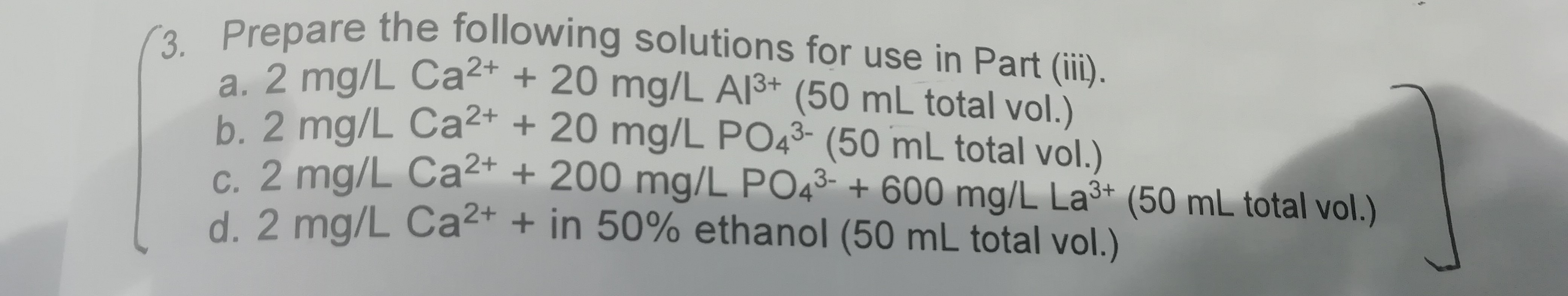 Solved 3. Prepare the following solutions for use in Part | Chegg.com
