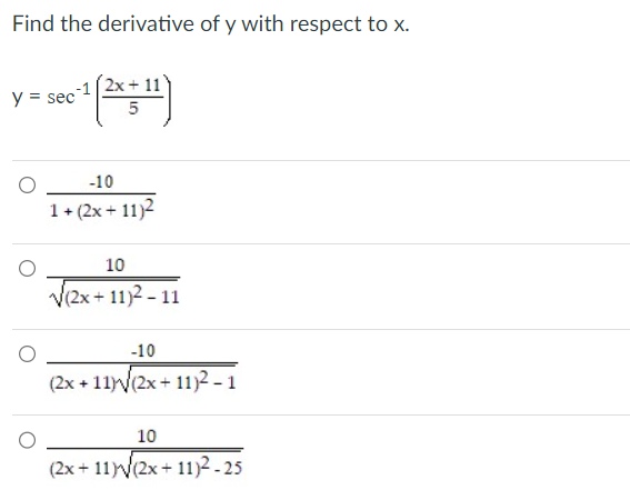 Solved Find the derivative of y ﻿with respect to | Chegg.com