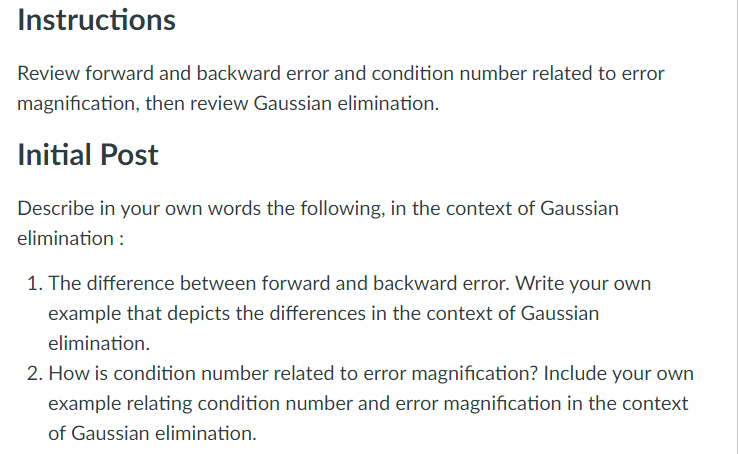 Solved Instructions Review forward and backward error and | Chegg.com