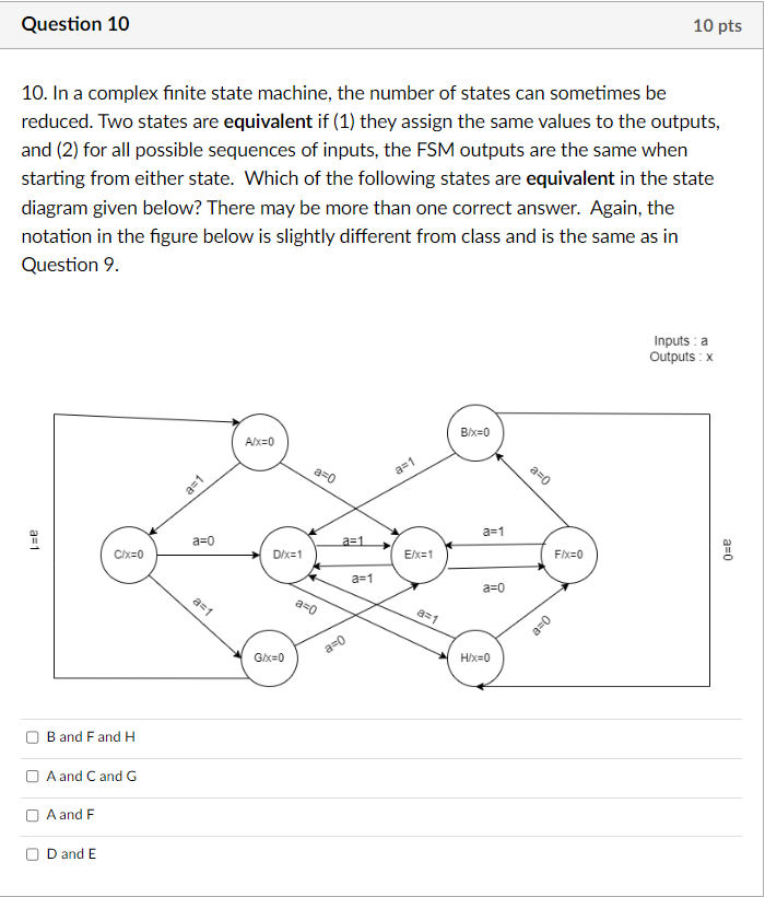 Solved 10. In a complex finite state machine, the number of | Chegg.com