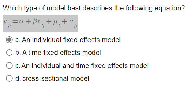 Solved Which type of model best describes the following | Chegg.com