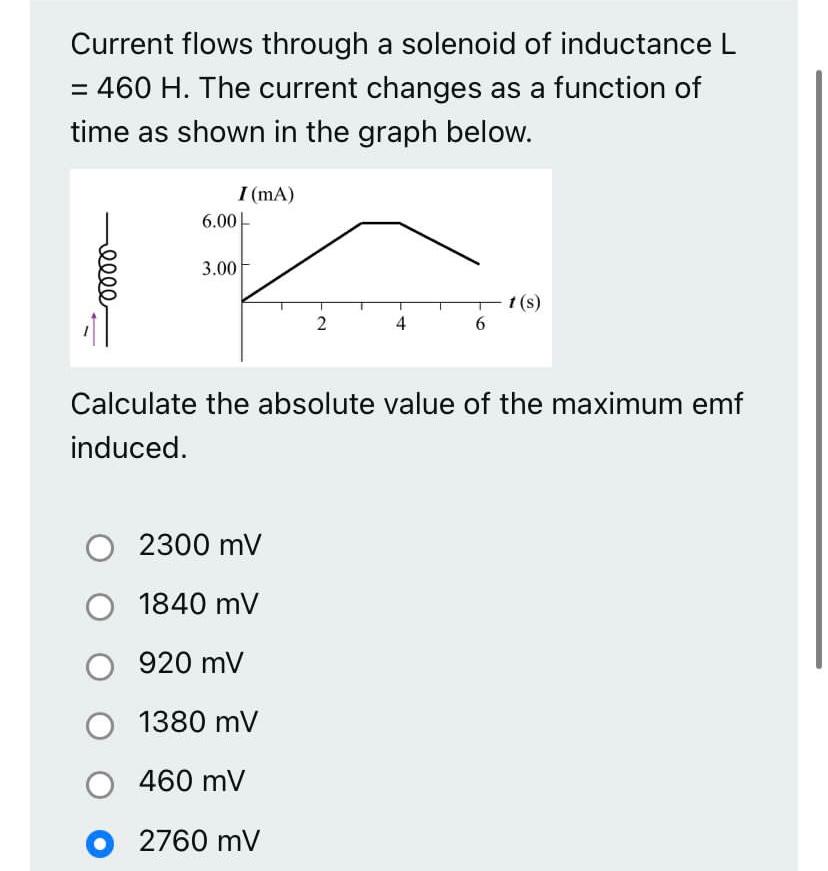 Solved Current flows through a solenoid of inductance L | Chegg.com
