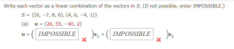 Solved Write Each Vector As A Linear Combination Of The