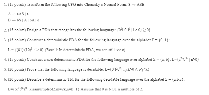 Solved 1. (15 points) Transform the following CFG into | Chegg.com