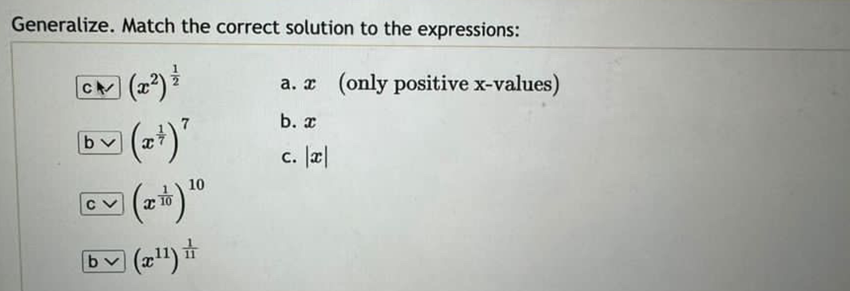 Solved Generalize. Match the correct solution to the | Chegg.com