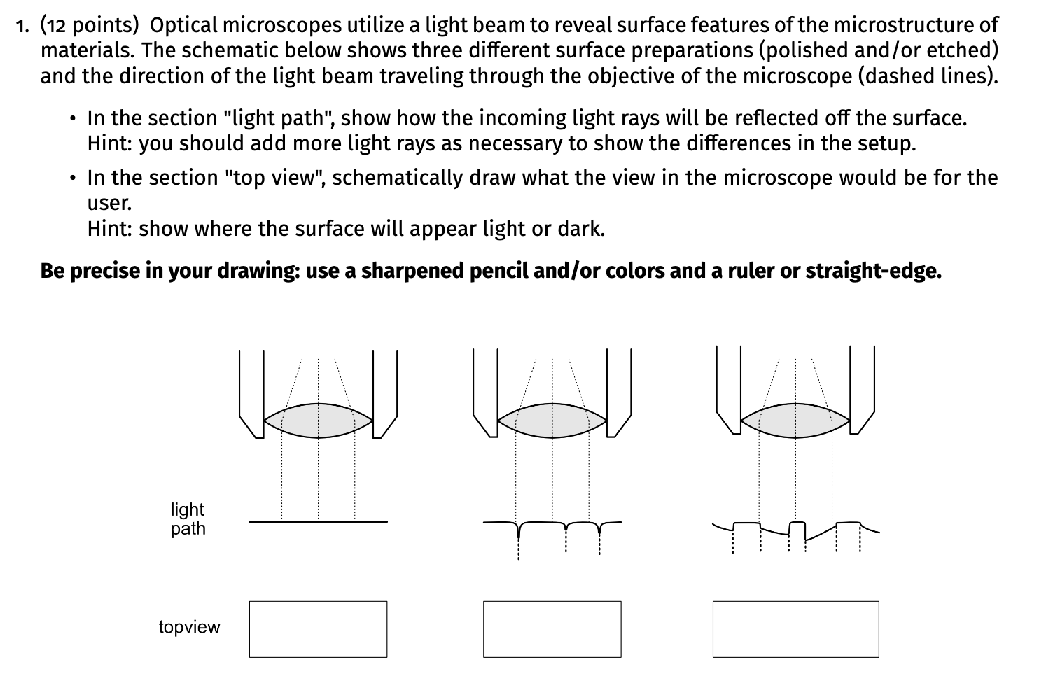 Solved 1. (12 points) Optical microscopes utilize a light | Chegg.com