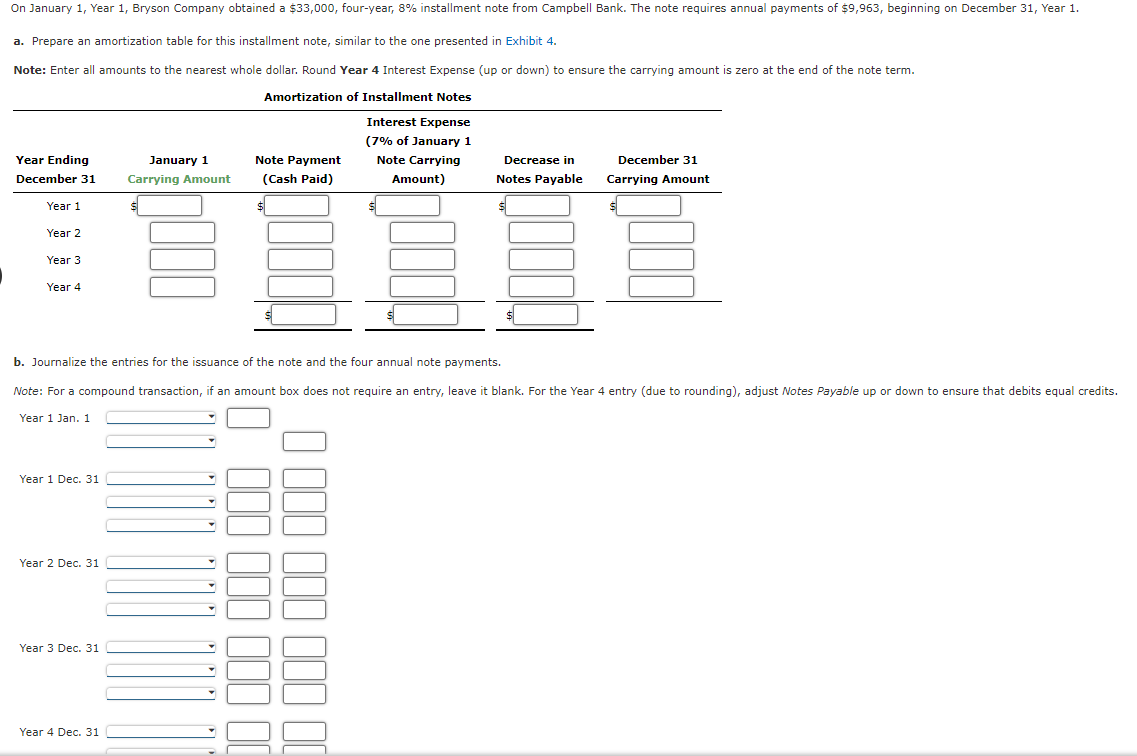 Solved a. Prepare an amortization table for this installment | Chegg.com