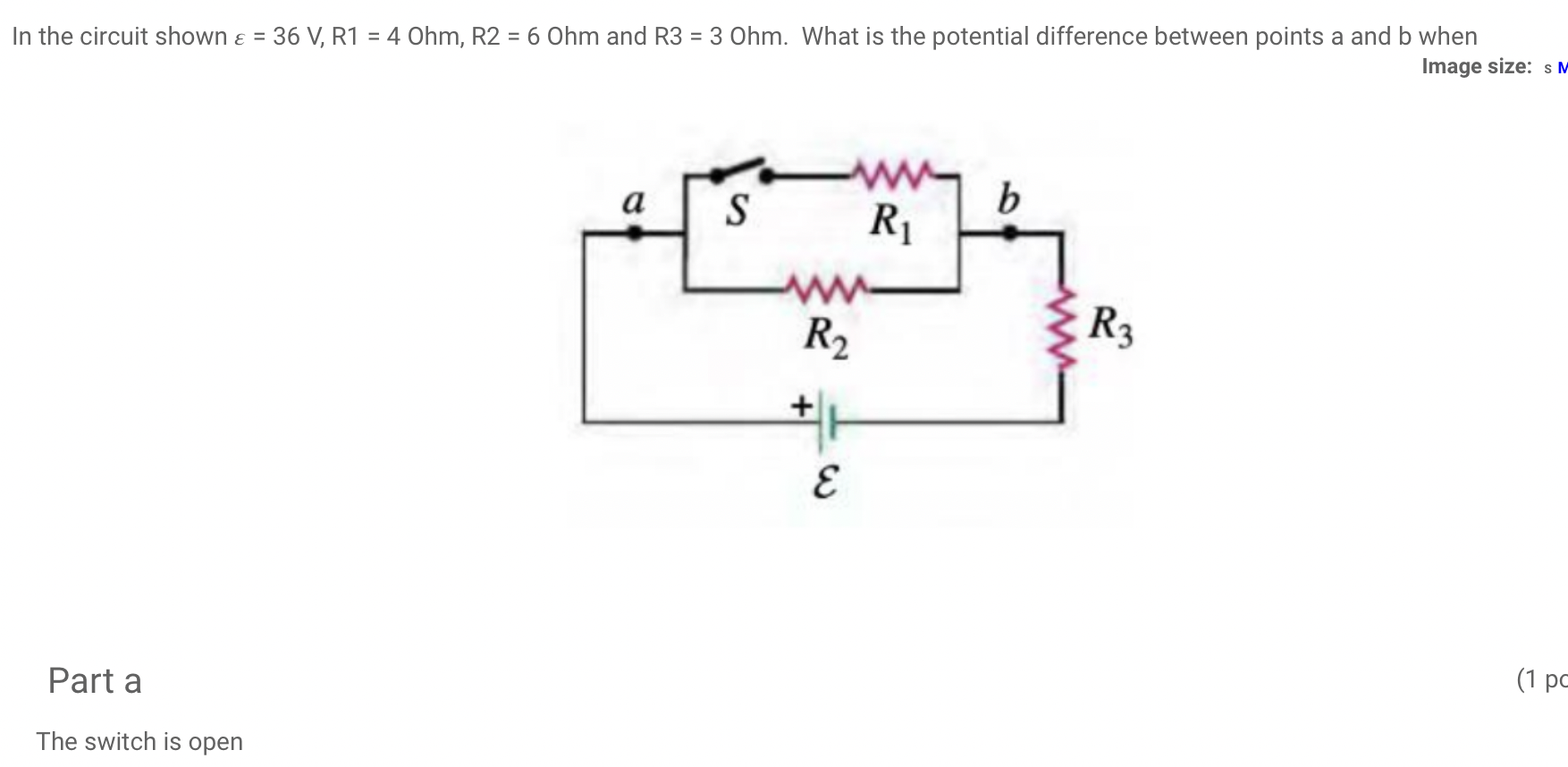 Solved In the circuit shown 𝜀 = 36 V, R1 = 4 Ohm, R2 = 6 | Chegg.com