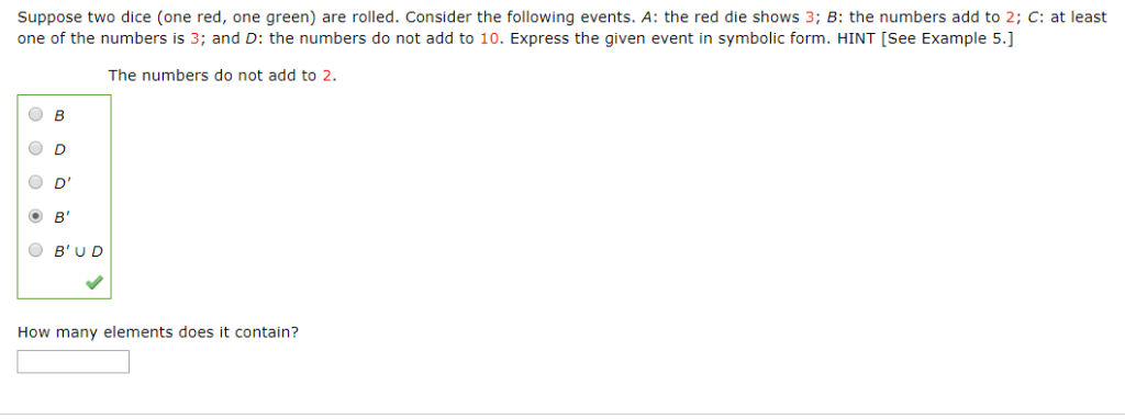 Solved Suppose two dice (one red, one green) are rolled. | Chegg.com