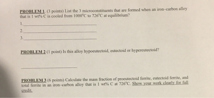 Solved List the 3 microconstituents that are formed when an | Chegg.com