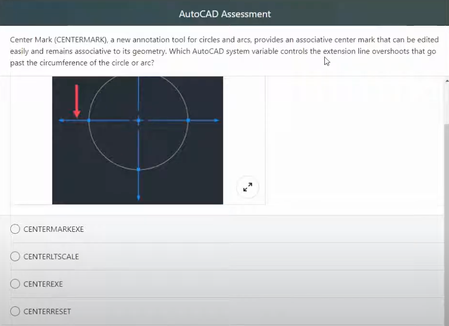 Solved AutoCAD Assessment Center Mark (CENTERMARK), a new | Chegg.com