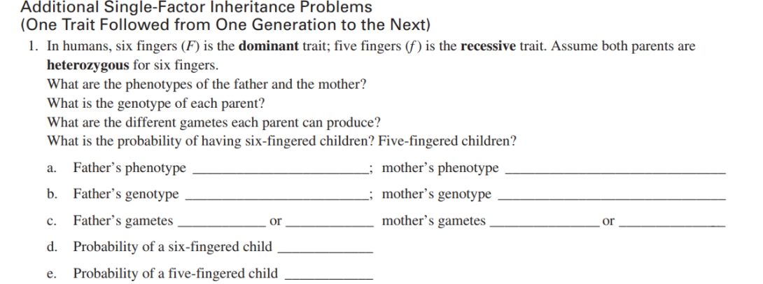 Solved Additional Single-Factor Inheritance Problems (One | Chegg.com