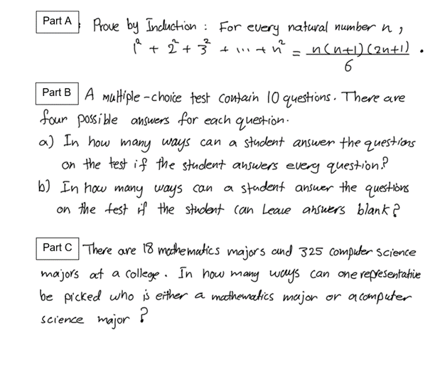 Solved Part A Prove by Induction : For every natural number | Chegg.com