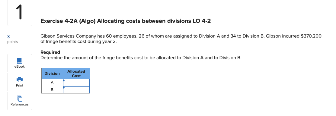 Solved 1 Exercise 4-2A (Algo) Allocating costs between | Chegg.com
