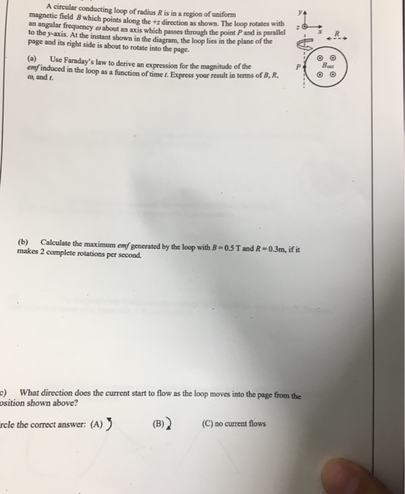 Solved A circular conducting loop of radius R is in a region | Chegg.com