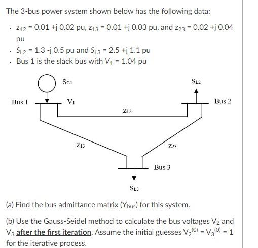 Solved The 3-bus power system shown below has the following | Chegg.com