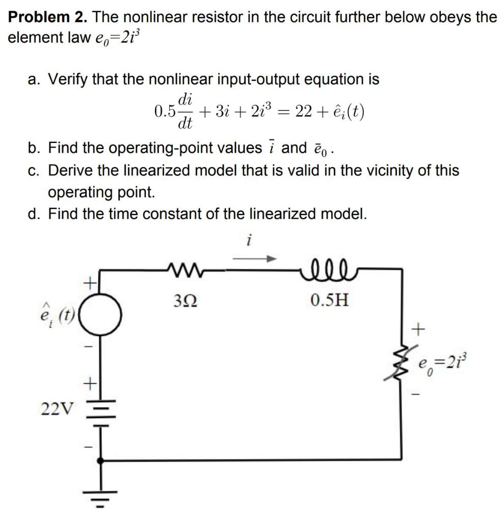 Solved Problem 2. The nonlinear resistor in the circuit | Chegg.com