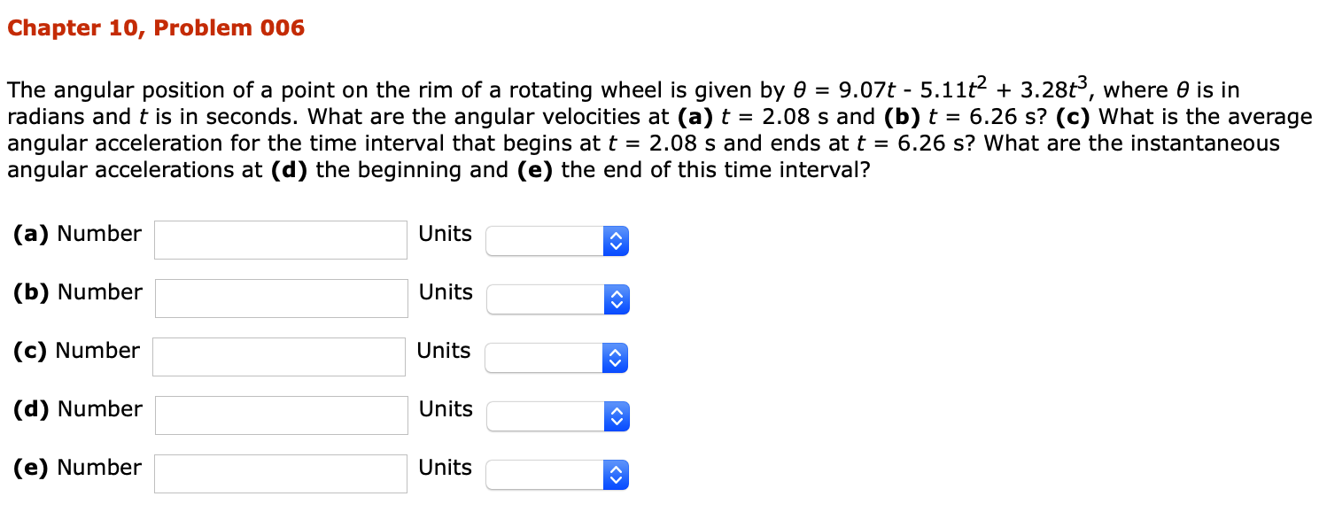 Solved Chapter 10, Problem 006 + The angular position of a | Chegg.com