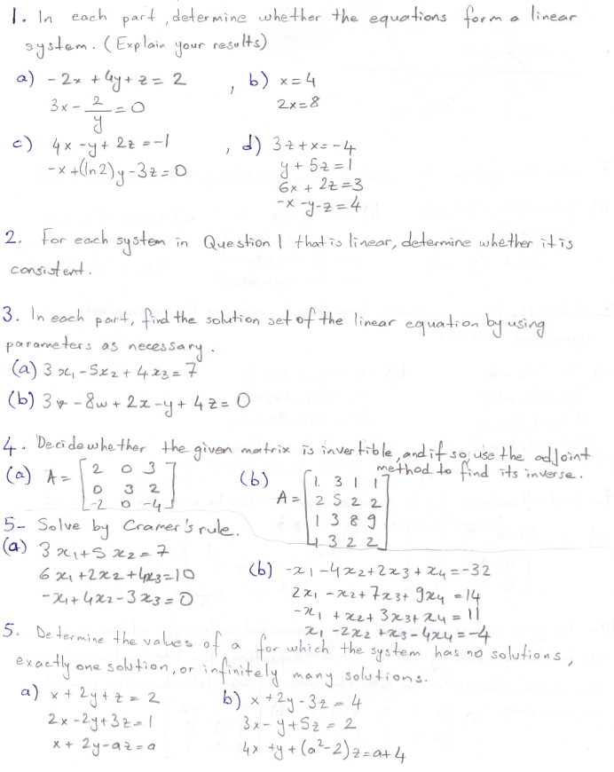 Solved 1. In each part, determine whether the equations form | Chegg.com