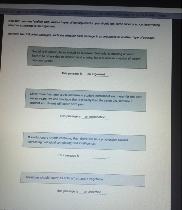 Solved Indicate whether each passage is an argument or | Chegg.com