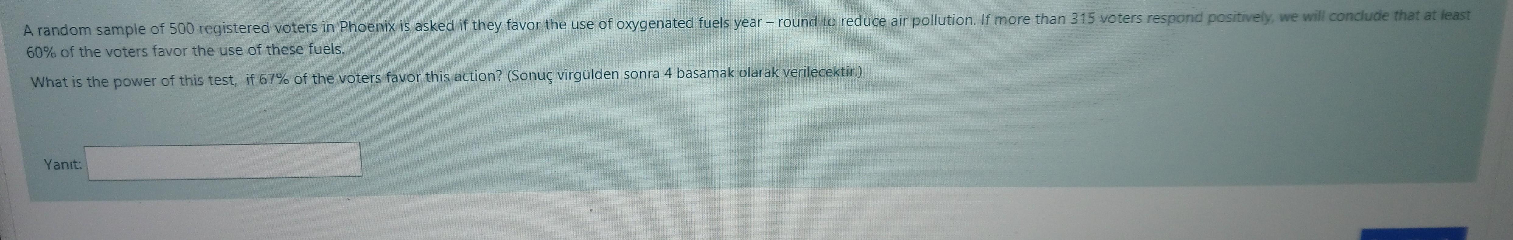 Solved A random sample of 500 registered voters in Phoenix | Chegg.com