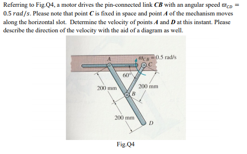 Solved Referring to Fig.Q4, a motor drives the pin-connected | Chegg.com