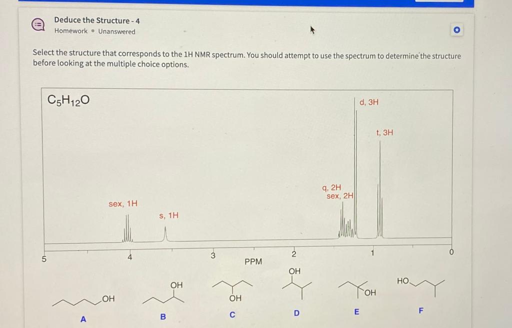 Solved Select the structure that corresponds to the IH NMR | Chegg.com