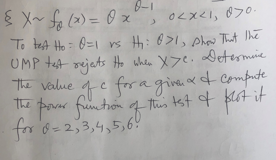 Solved 0-1 § X~ f (x) = 0x² 01, show that the UMP test | Chegg.com