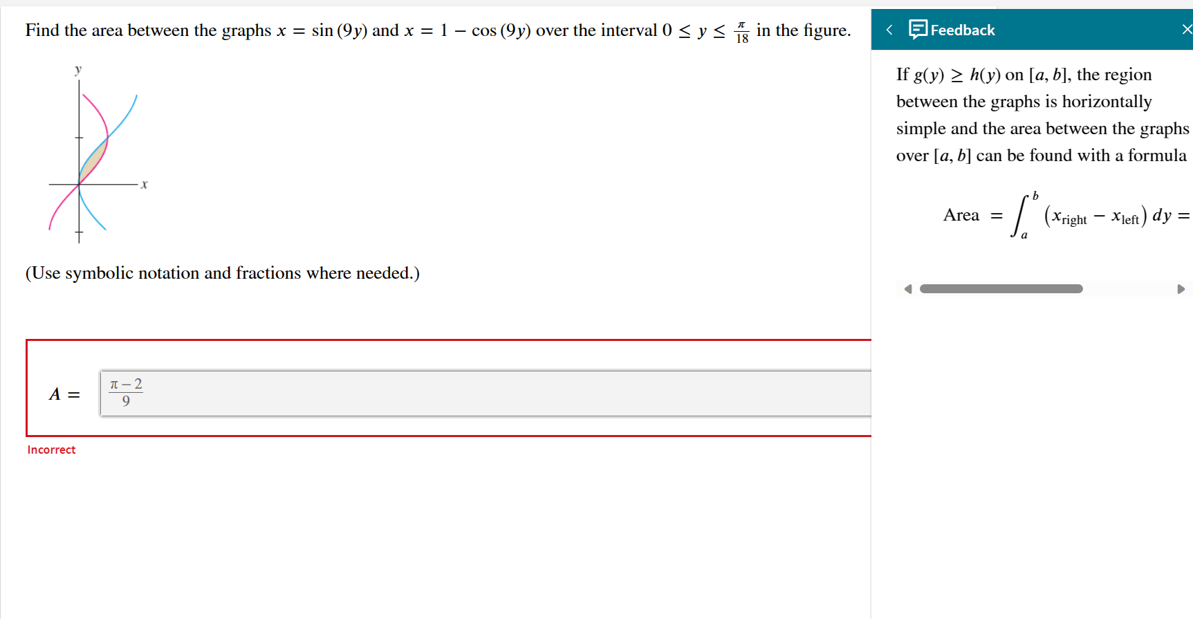 Solved If g(y)≥h(y) ﻿on a,b, ﻿the regionbetween the graphs | Chegg.com
