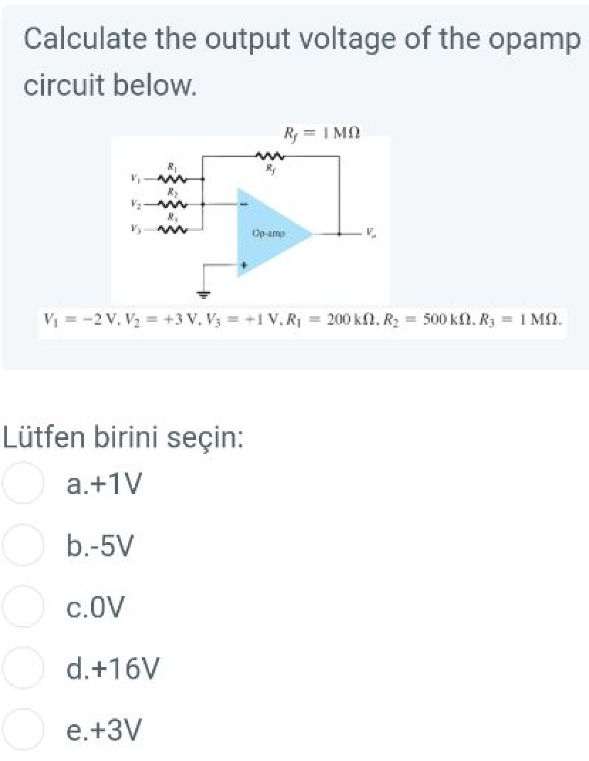 Solved Calculate the output voltage of the opamp circuit | Chegg.com
