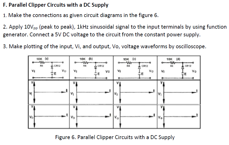 Solved F. Parallel Clipper Circuits with a DC Supply 1. Make | Chegg.com