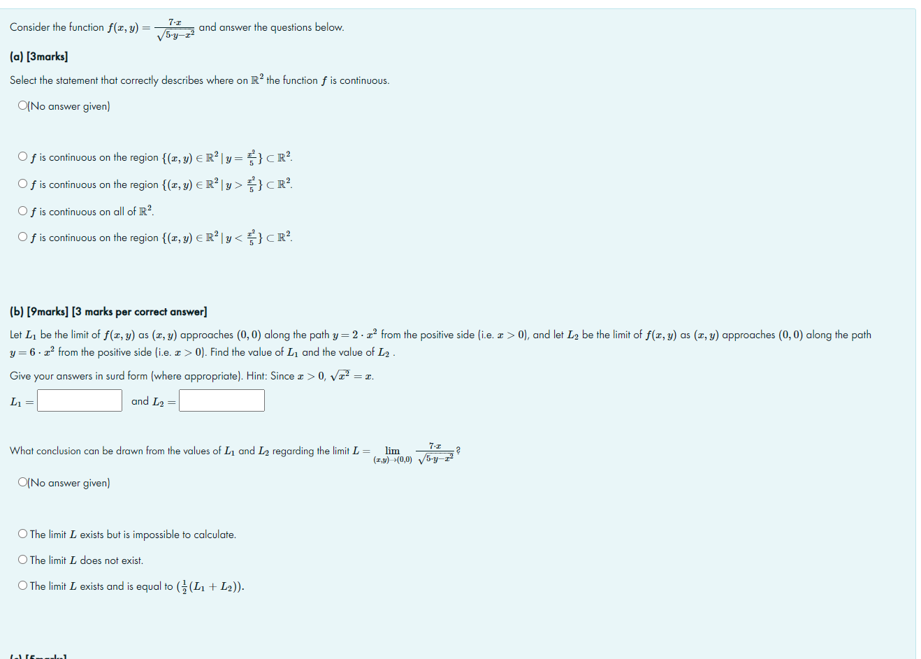Solved Consider the function f(x,y)=5⋅y−x27⋅x and answer the | Chegg.com