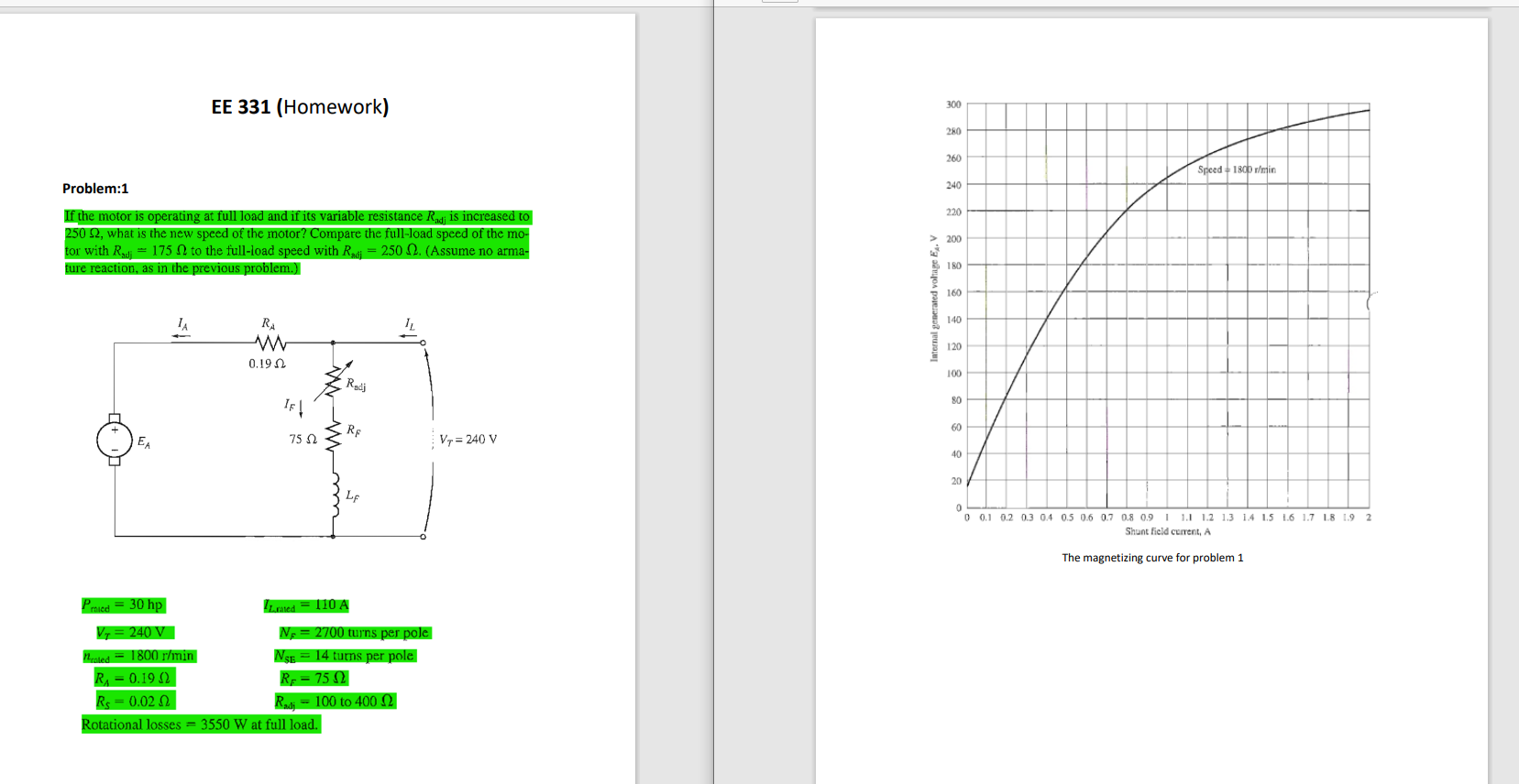 Solved If the motor is operating at full load and if its | Chegg.com